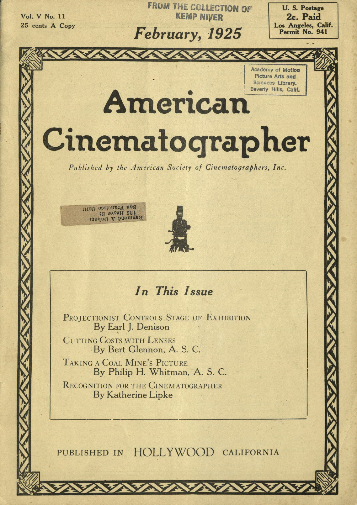 February 1925 - The American Society of Cinematographers (en-US)