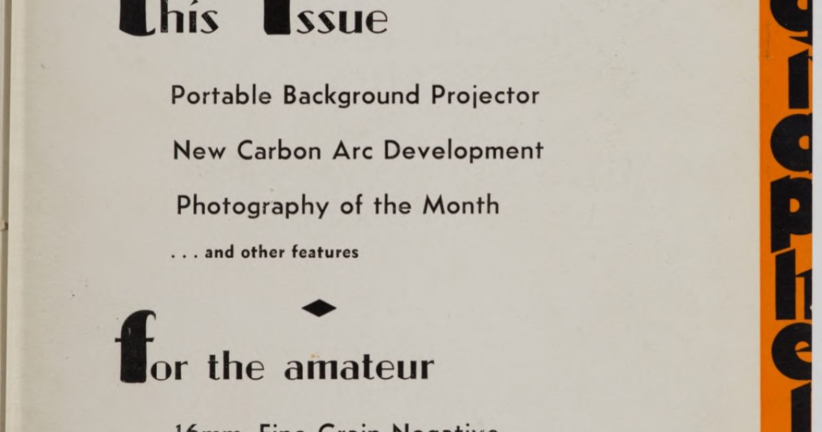 The American Society of Cinematographers | August 1933